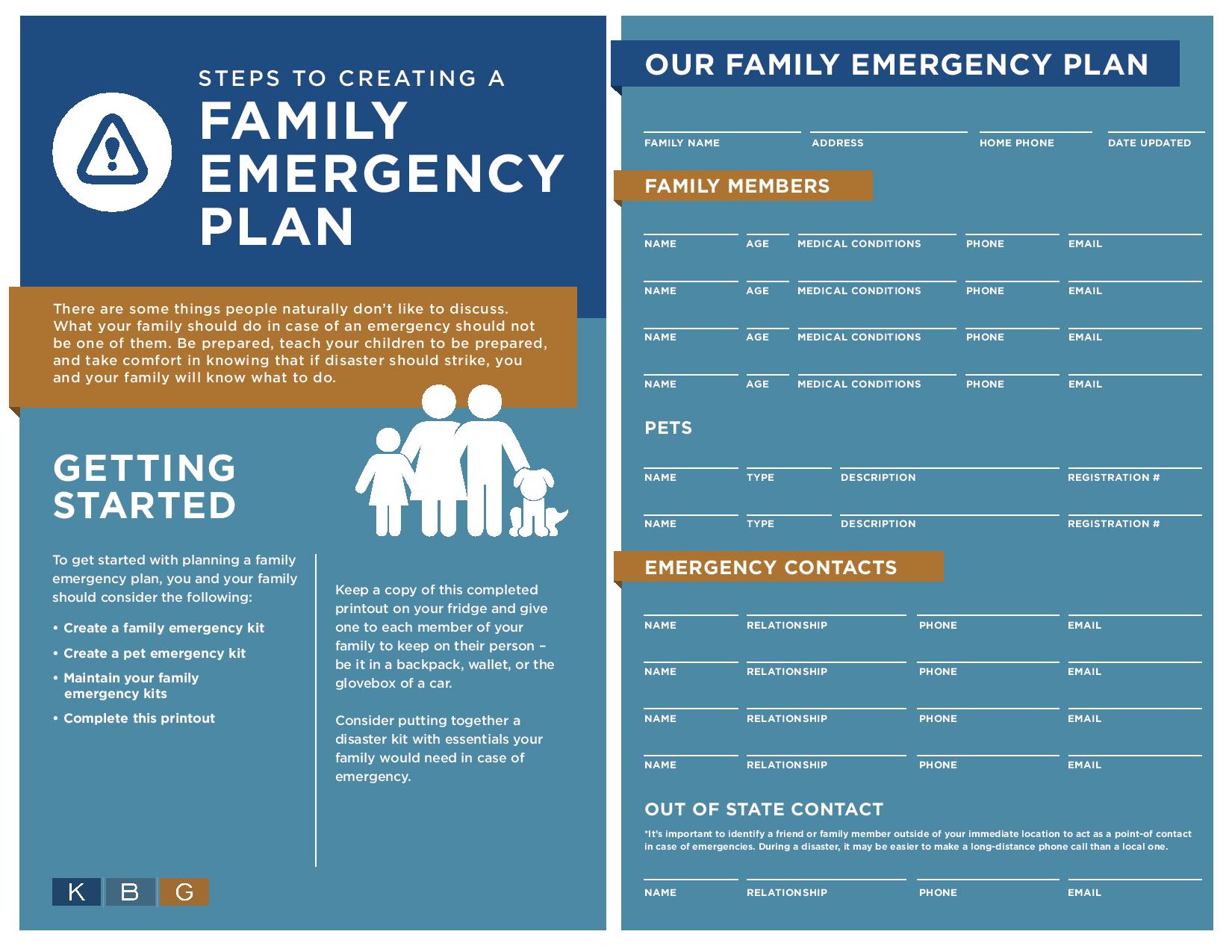 Steps To Creating A Family Emergency Plan KBG Injury Law