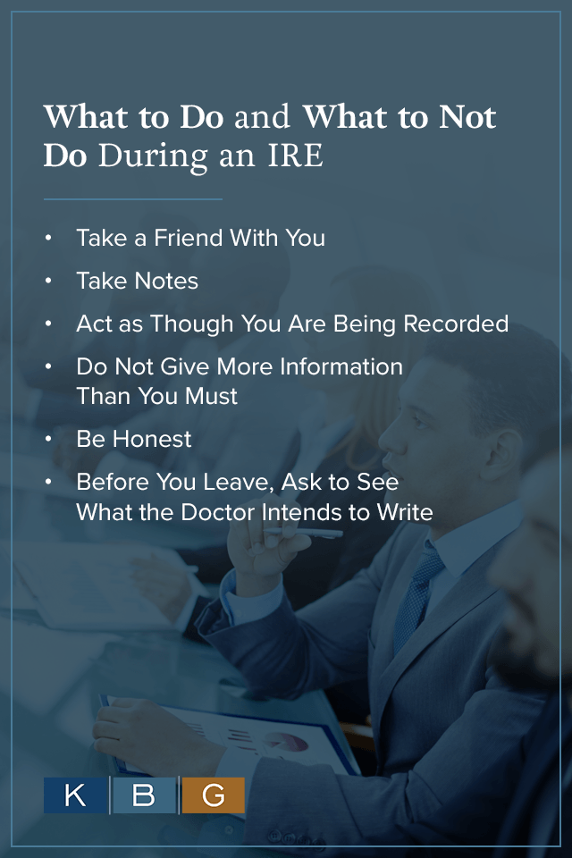 What Is An Impairment Rating Evaluation (IRE)? | KBG Injury Law